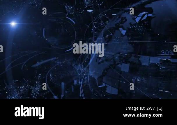 Global connection.Abstract Sci Fi HUD animation.Globe Earth.World.Broadcast design.News. Globe ...