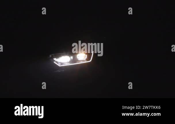 Close up of details of switched on led lights of anonymous prestigious ...