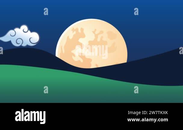 fullmoon and clouds night scene animation Stock Video Footage - Alamy