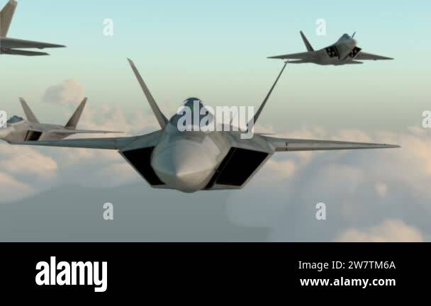 F 22 raptor , american military fighter plane.Jet plane. Fly in clouds ...