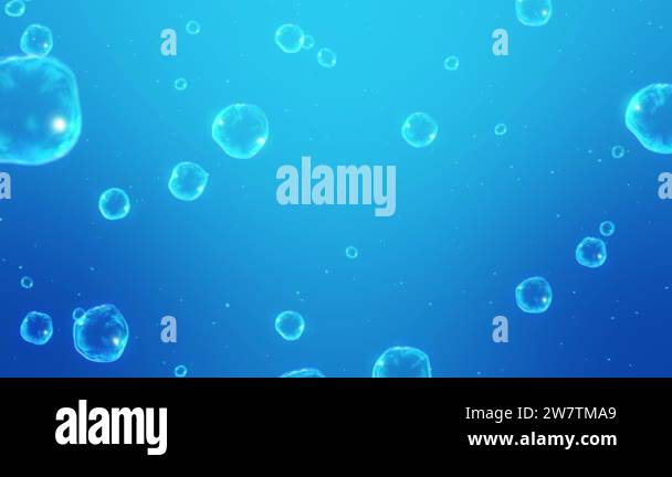 Many soap bubbles on blue background. Realistic bubbles slowly float ...