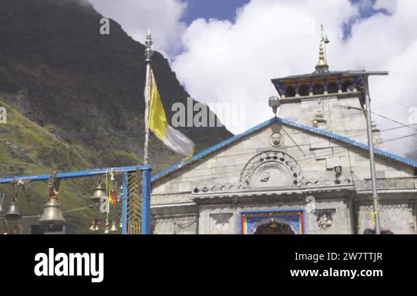 Morning view of Kedarnath temple. Kedarnath peak in background Stock ...