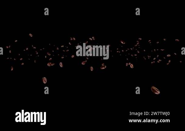 4K Falling realistic coffee beans loop background Animation green ...