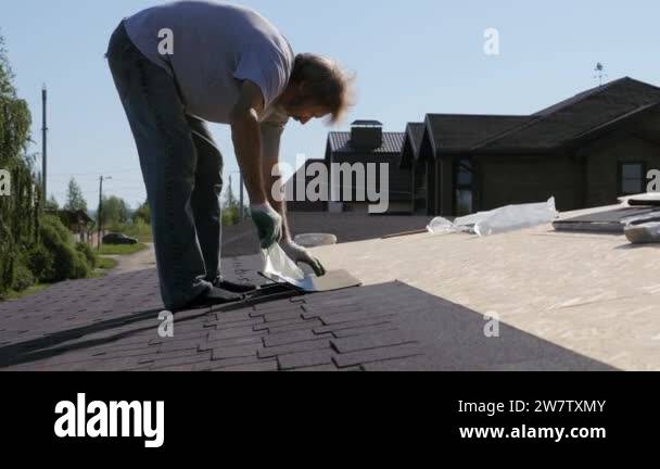 Roofing works. Installation according to the drawing of the soft tile ...