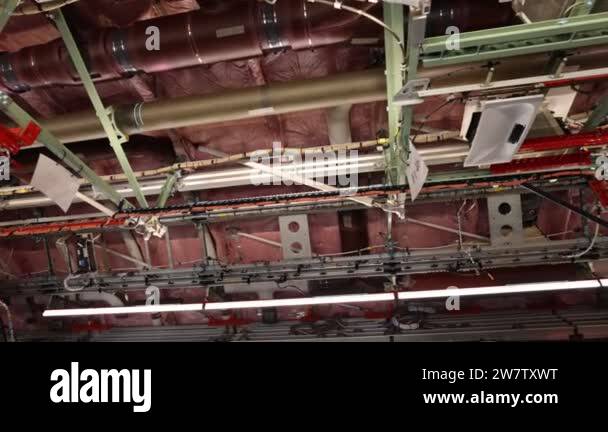 The cabin of the AIRBUS A350 aircraft for flight tests. The internal ...