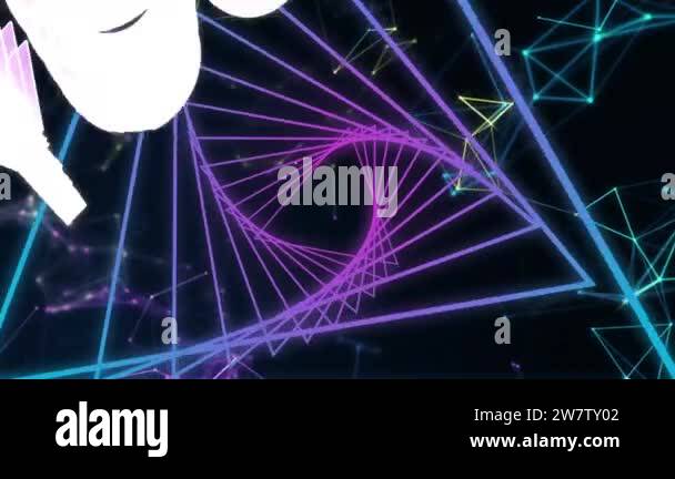 Purple you win text against purple triangles spinning in seamless ...