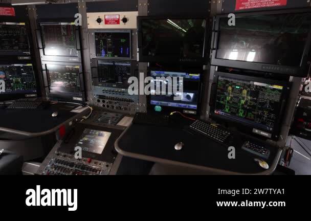 The cabin of the AIRBUS A350 aircraft for flight tests. The internal ...