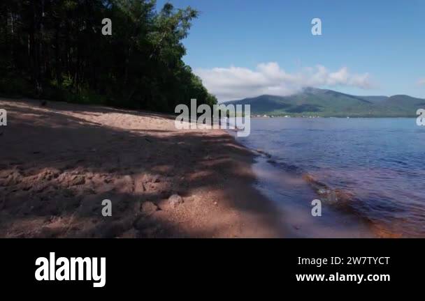 Summertime aerial imagery of Lake Baikal is a rift lake located in ...