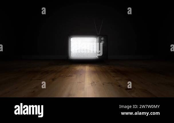 Digital animation of smirk face emoji on television screen against grey ...