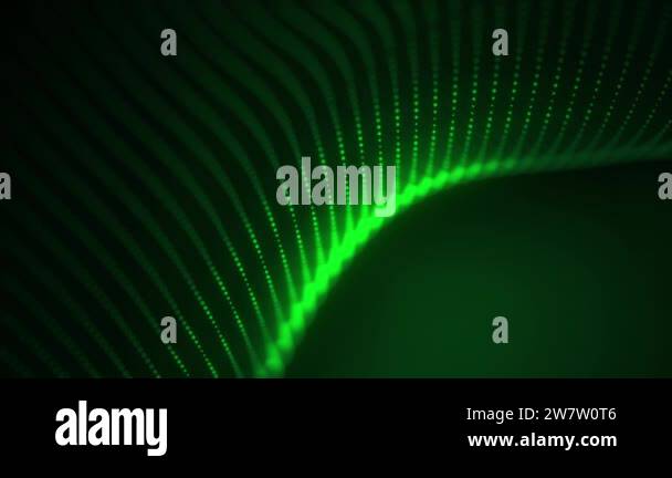 Abstract animation visual art technology glowing green dots 3D shape in ...