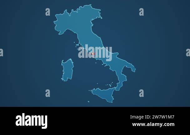 Light blue map of Italy with cities, roads and railways on a dark blue ...