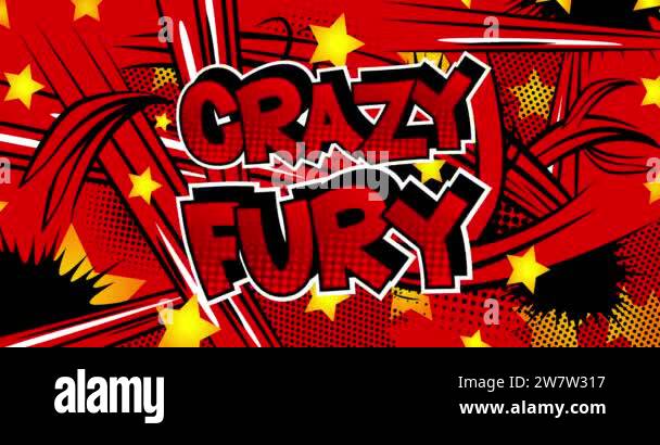 Crazy Fury. Motion poster. 4k animated red Comic book word text moving ...