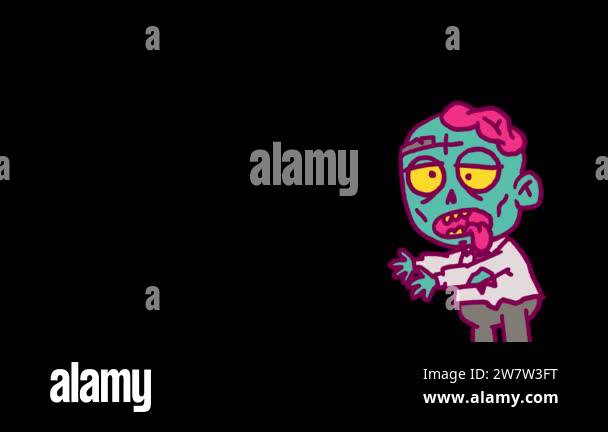 Zombie jumps out onto screen and wants to grab. Alpha channel. Looped ...