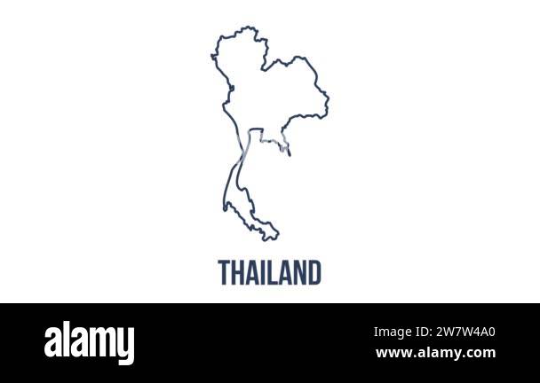 Line animated map showing the state of Thailand. 2d map of Thailand ...