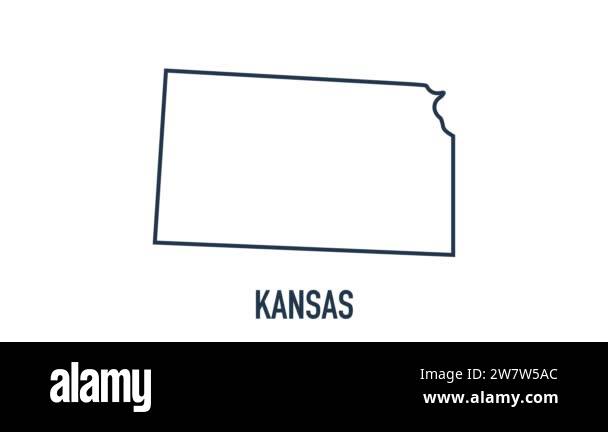 Line animated map showing the state of Kansas from the united state of ...