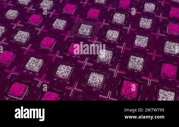 Abstract Small Qr Code Squares On Colorful Background Seamless Loop Animation Concept Of