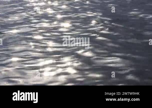 The sun's rays reflecting on a surface of a water. Sunbeams shimmering ...