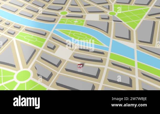 Home for sale concept, red pin and city map - 3D 4k animation ...