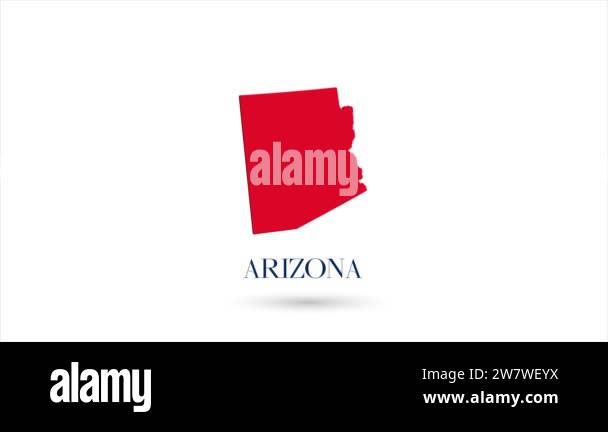 3d animated flat map showing the state of Arizona from the United State ...
