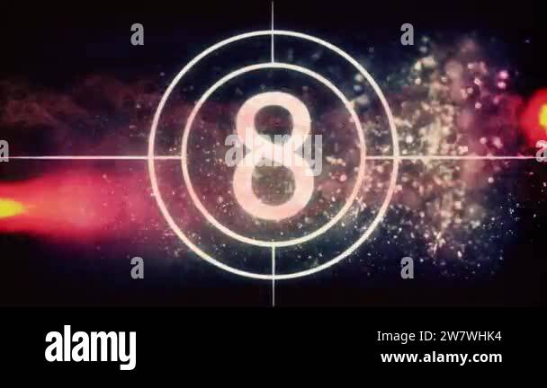 Animation of countdown from 10 to 1 on black background with red lights ...