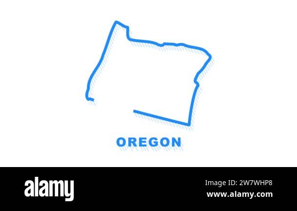 Neon animated map showing the state of Oregon from the united state of ...