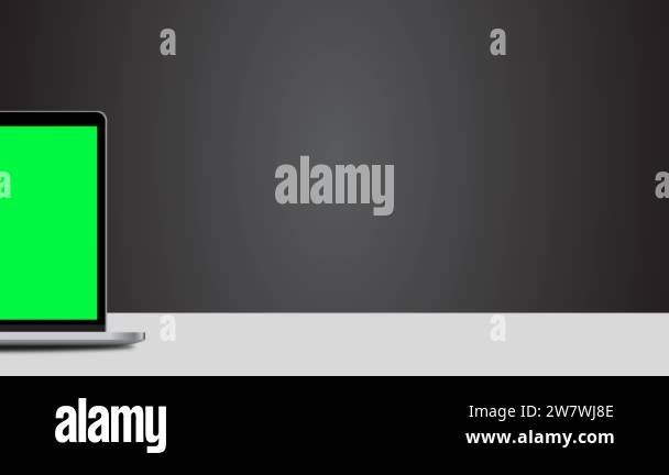 Computer monitor mockup with green screen, front view, isolated on ...