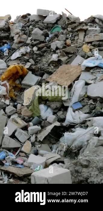 Industrial and household waste. Large garbage pile. Degraded garbage ...