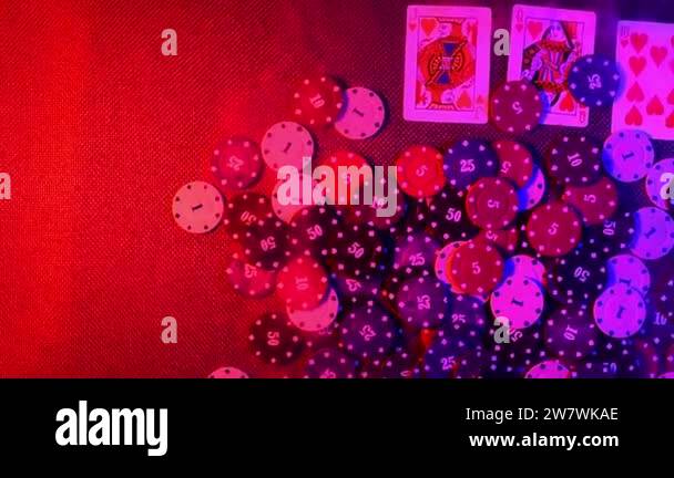 The concept of poker. Wiring the camera above the table with chips and ...