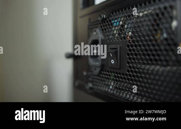 Turning on the wire and power supply using a button in the system unit ...