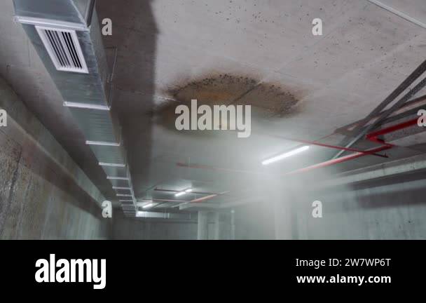 Fire protection in the underground parking lot. Operation of fire ...