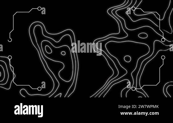 Animation of white connections and white contour lines, moving on black ...