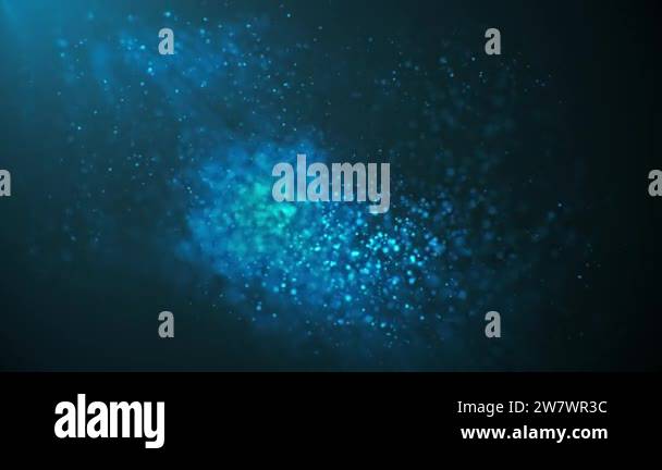 Particles of abstract blue dust in air. Shine blue glitter floating ...