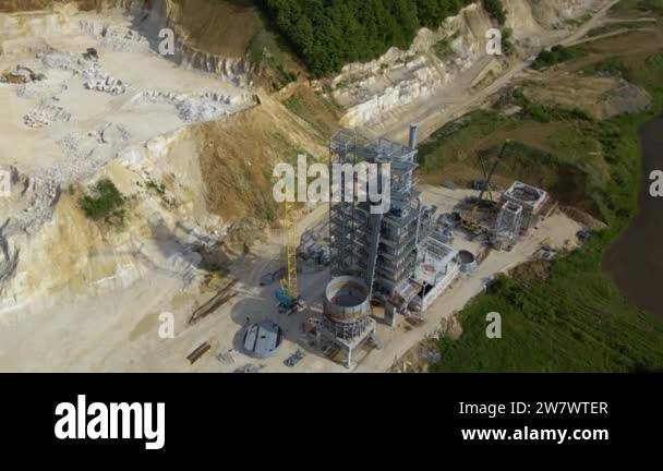 Cement factory at open pit mining of construction sand stone materials ...