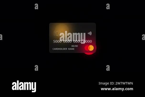 Neutral Mastercard credit card on black transparent background rendered ...