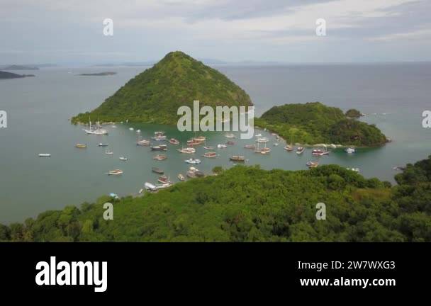 Exotic aerial scenery of Flores Island in Labuan Bajo near Bali Island ...
