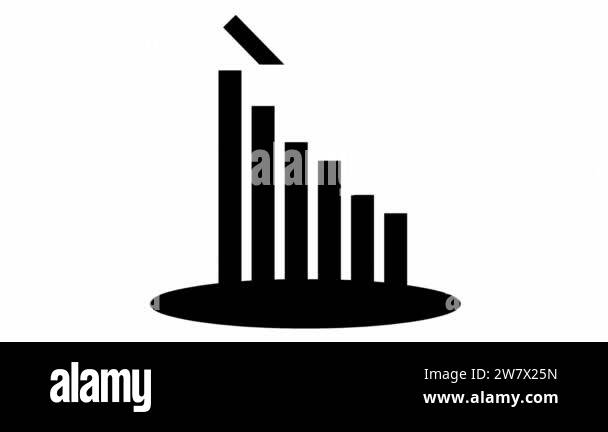 Animated black chart of financial decline with a trend line chart ...
