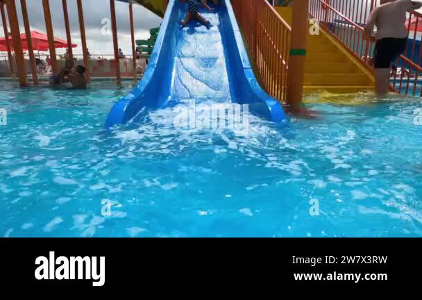 22,07,2021 Russia Anapa water park sea reef view of the multi-colored ...