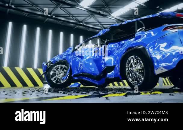 Destroyed car, crash test. Realistic 4k animation Stock Video Footage ...