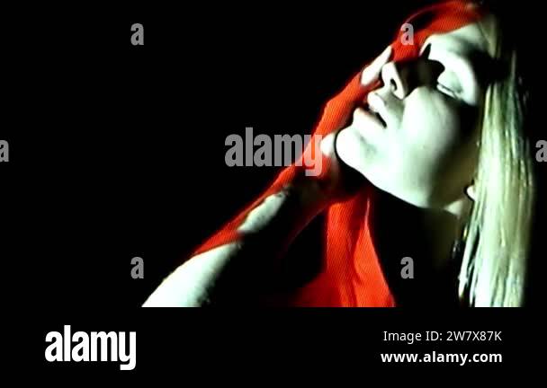 retro horror real vhs video scared woman red blood Stock Video Footage ...