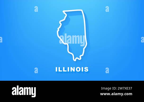 Line animated map showing the state of Illinois from the united state ...