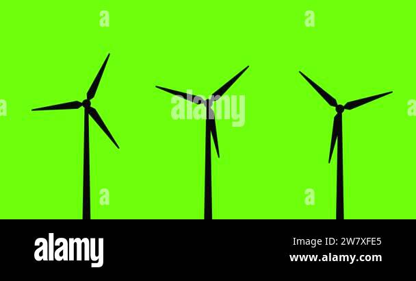 Wind turbine set animation. Eco stations. Wind energy concept. Green ...