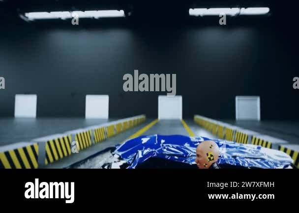 Robot crash test dummy and female robot. Future concept. Realistic 4k ...