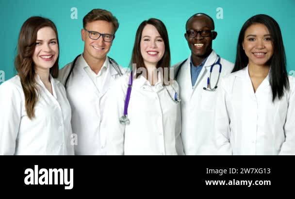 Beautiful Team of Young Happy Doctors Smiling at Camera. International ...