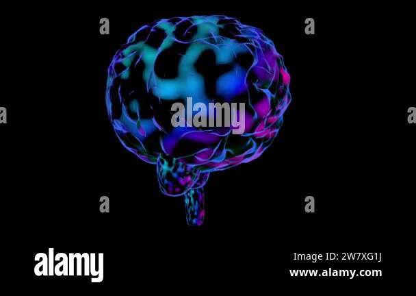 Rotating human brain hologram - thinking process concept - 3D 4k ...