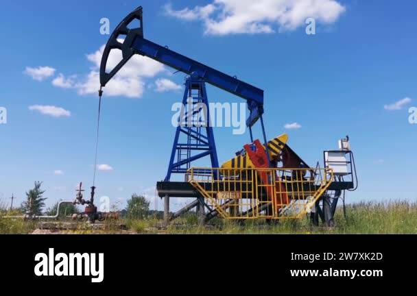 Oil Drilling Rig, Extraction of Oil, Pump Jack and Oil Wellhead ...