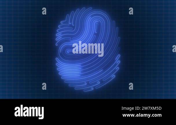 Digital biometric fingerprint background. Looping, full HD blue technology motion background ...