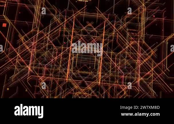 Electronic circuit lines. Motion. Animation of three-dimensional moving ...