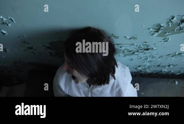 Female drug addict feeling high and crazy. Portrait of hooker girl high ...
