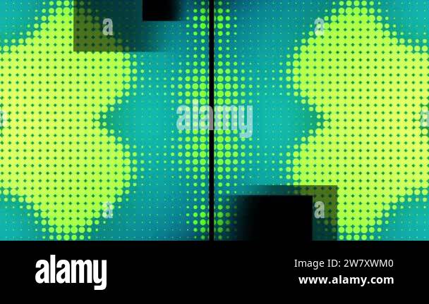 Animation of split screen with grey squares and green pixels changing ...