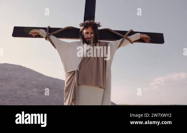 Jesus crucified on the cross, the wind is blowing, the sun is shining ...